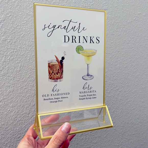 Art | 5x7 Bar Signature Drinks Signage With Stand | Poshmark